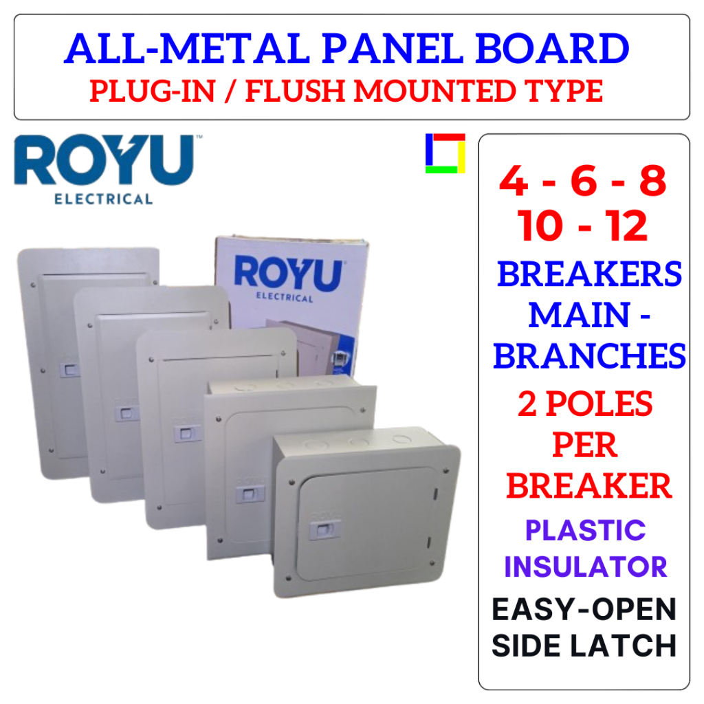 Royu All Metal PANEL BOX (PANEL BOARD) Plug-In Type, 2-Pole Circuit ...