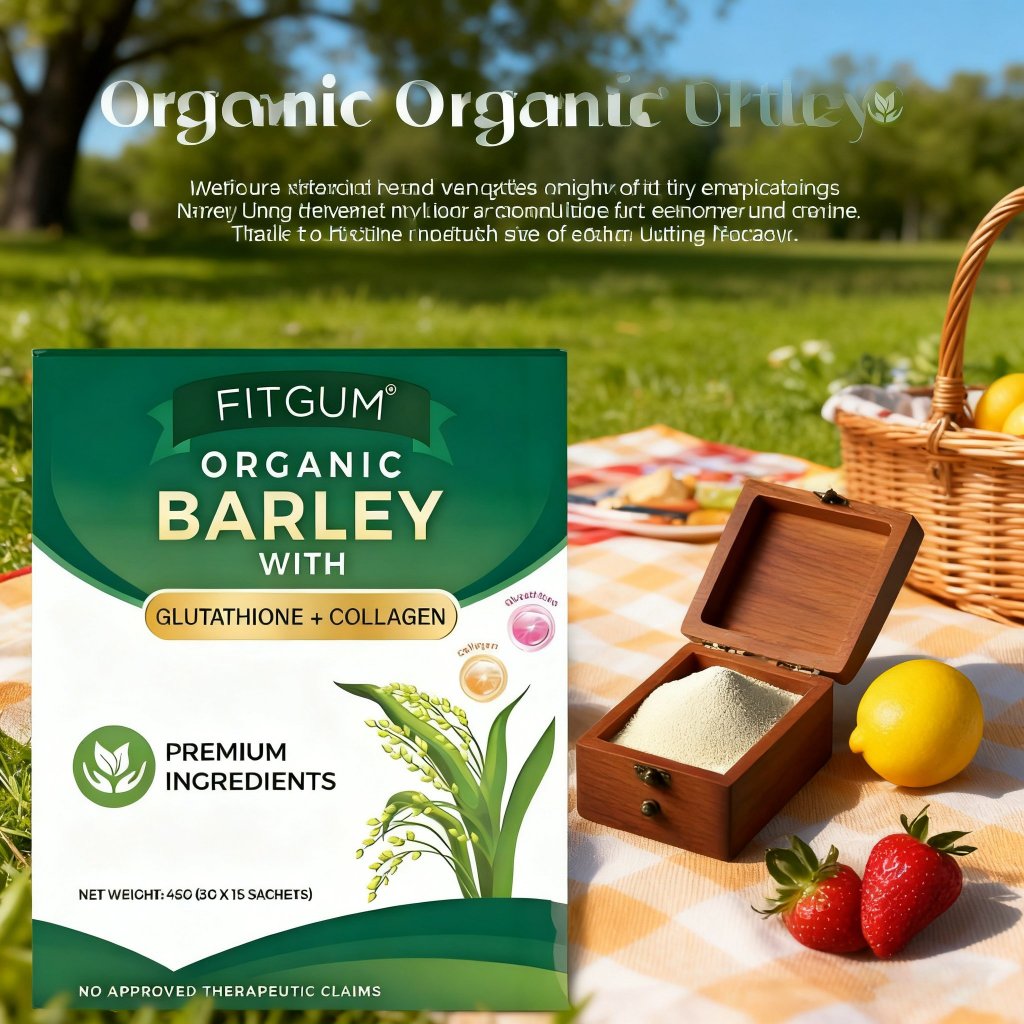 Fitgum Organic Barley Grass Powder with Glutathione and Collagen for ...
