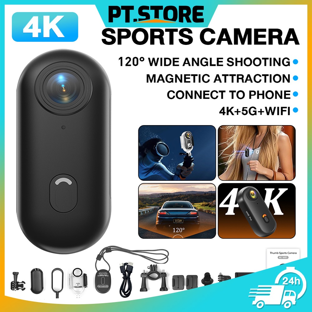Mini Action Camera 4K/30FPS WiFi Camera Wateroroof Live Portrait Mode ...