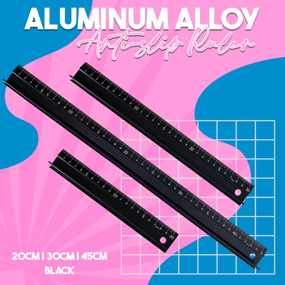 Heavy Duty Aluminum Ruler Alloy Anti Slip Base (20CM 30CM & 45CM ...