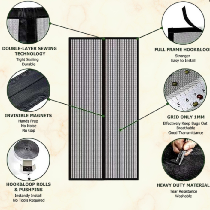Magic Mesh Instant Screen Door Magnetic Curtain Net Magnets Anti Fly ...
