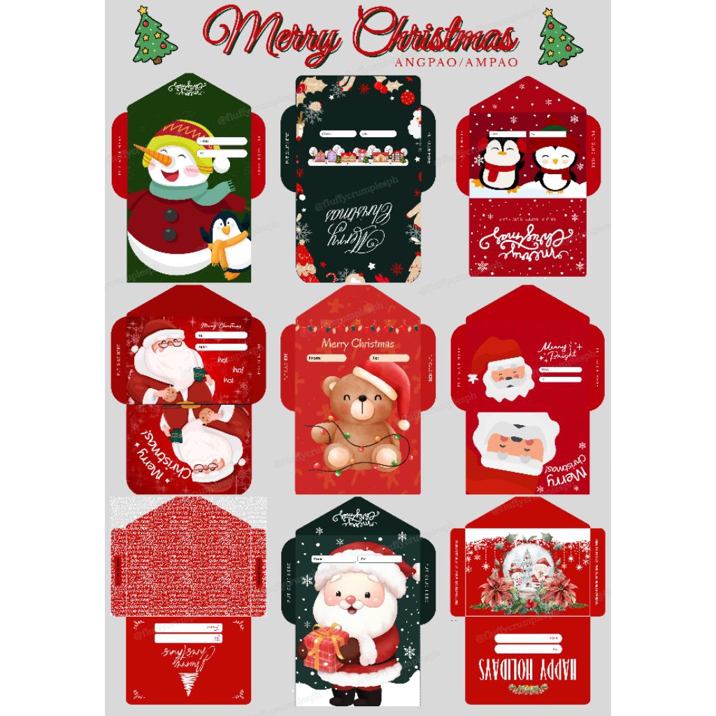 CLASSIC OPEN SIDE CHRISTMAS ANGPAO/AMPAO - 10 PCS PER PACK | Shopee ...