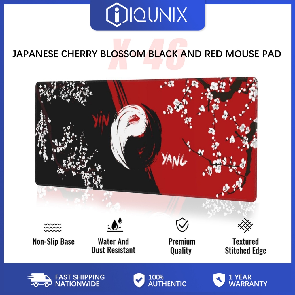 IQUNIX Japanese Sakura Black and Red Gaming Mouse Pad, suitable for ...