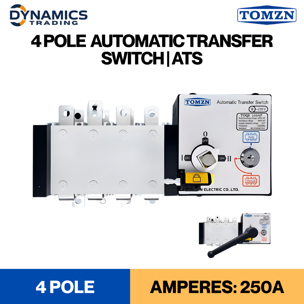 TOMZN 4 Pole ATS Dual Power Automatic Transfer Switch TOQ5 250A ...