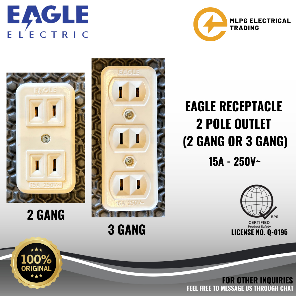 Eagle Electric Surface Type Outlet (2 Gang & 3 Gang ) | 15A - 250V ...