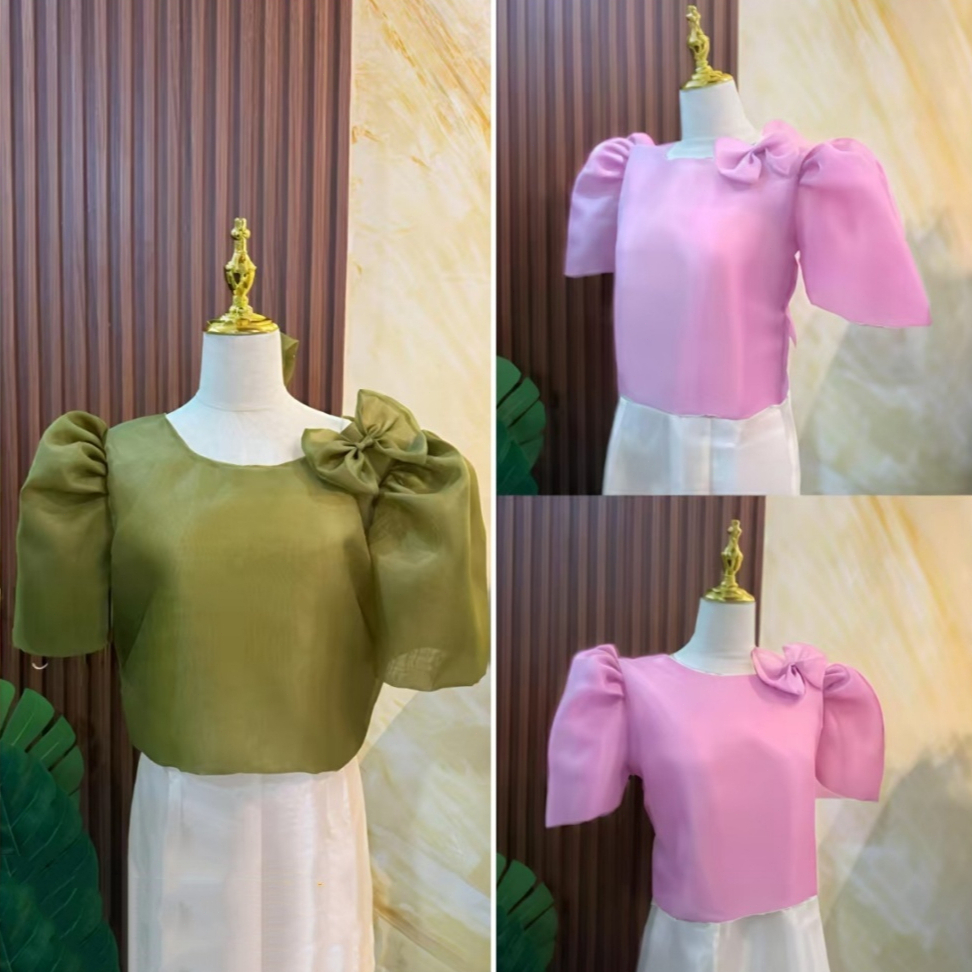 Modern Filipiniana Kimona Crop Top With Detachable Ribbon Lace Grace ...