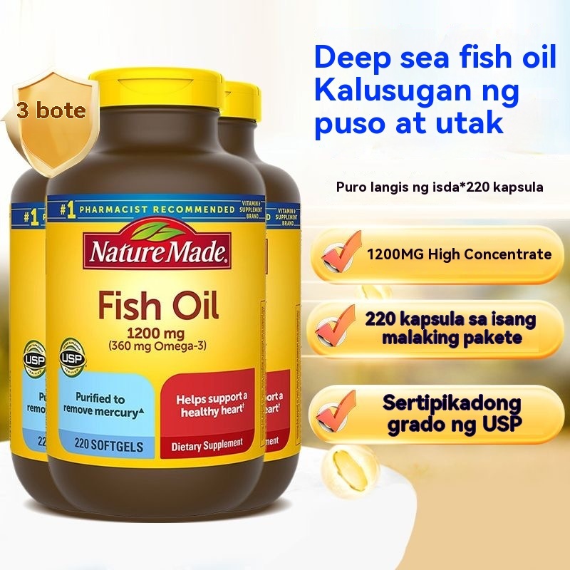 EXP:2027 Nature Made Fish Oil 1200 mg (360 mg Omega-3) 220Softgels-PDD ...