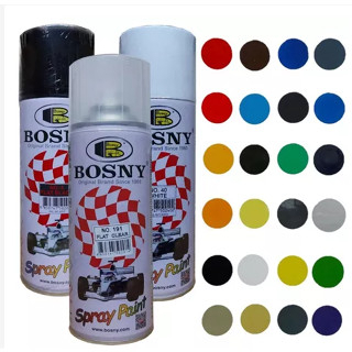 Bosny Acrylic Spray Paint 400ml black primer grey white clear top coat ...
