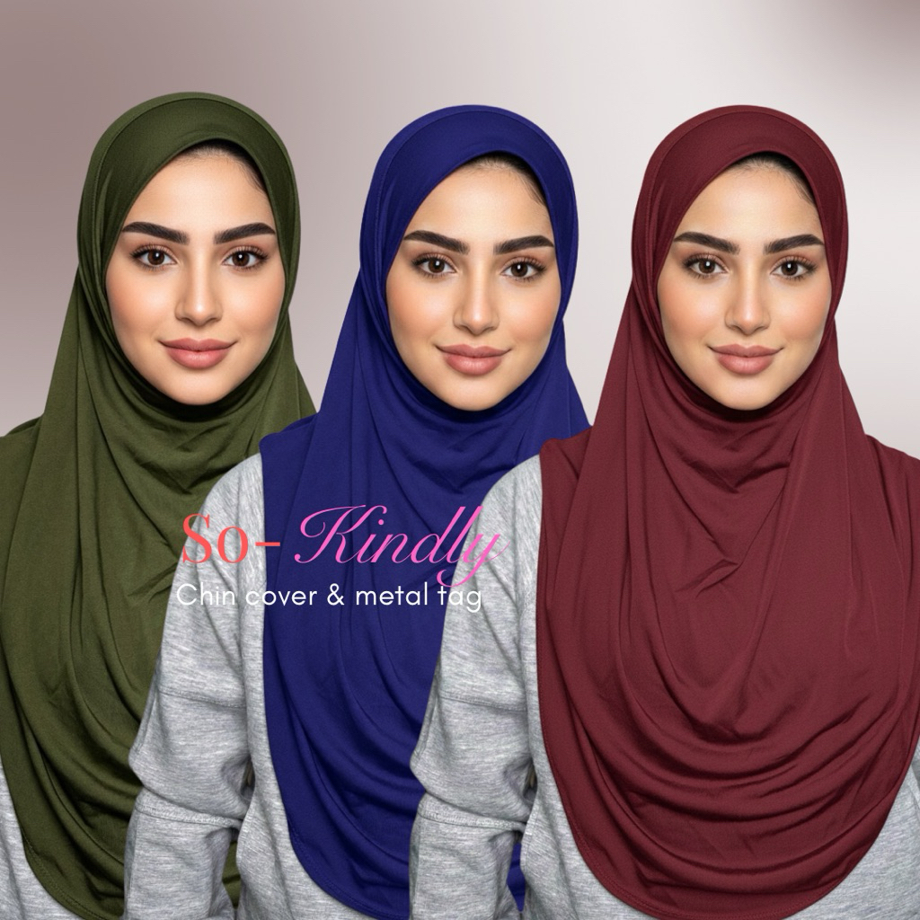 HANNA So-Kindly Instant Hijab with chin and metal tag ITY instant sukub ...