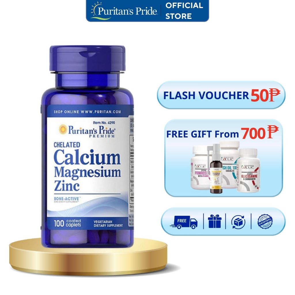 Bone Support Puritan's Pride Chelated Calcium Magnesium Zinc 100 ...