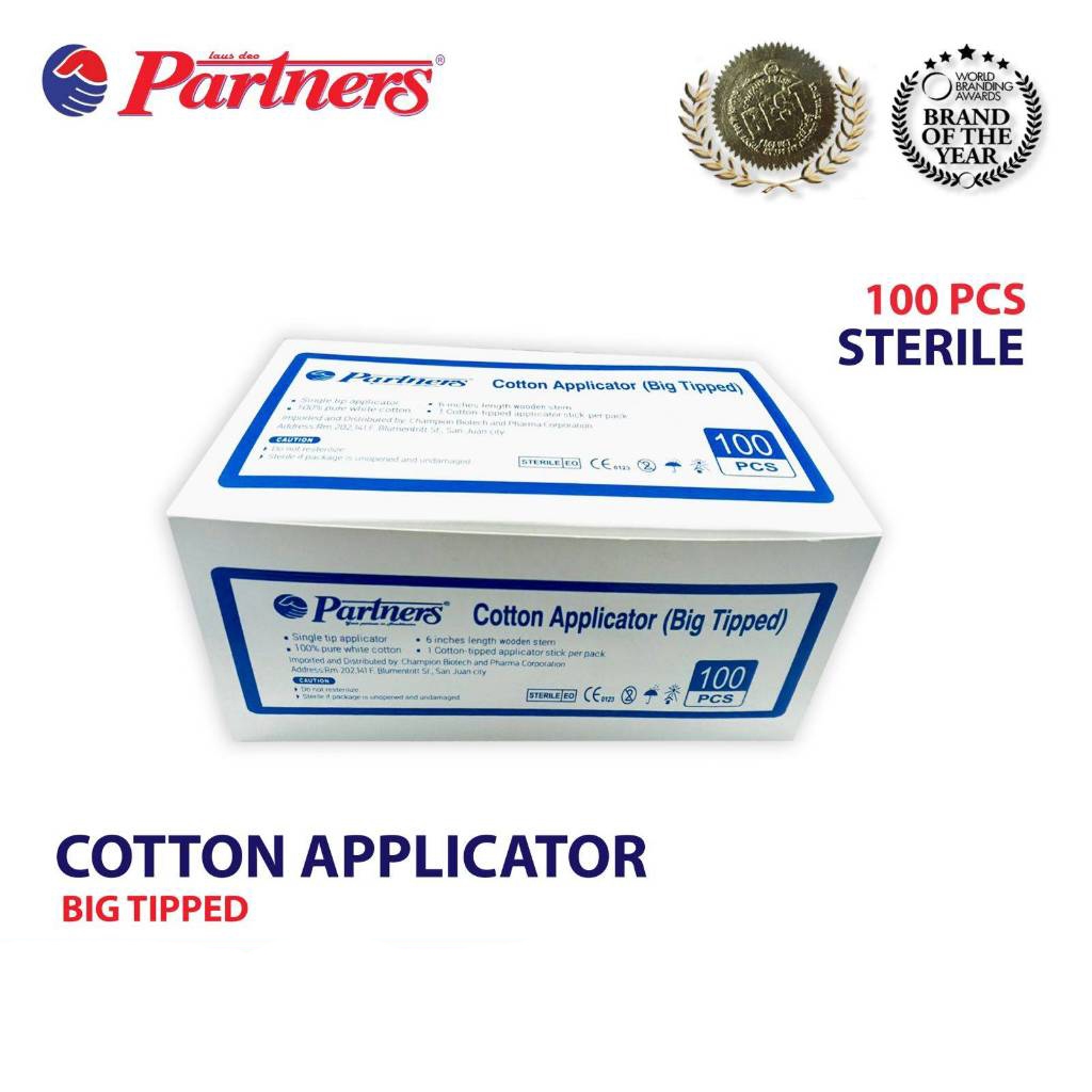 Partners Cotton Applicator Sticks Big Tipped (100 Packs, 1 pc/pck ...