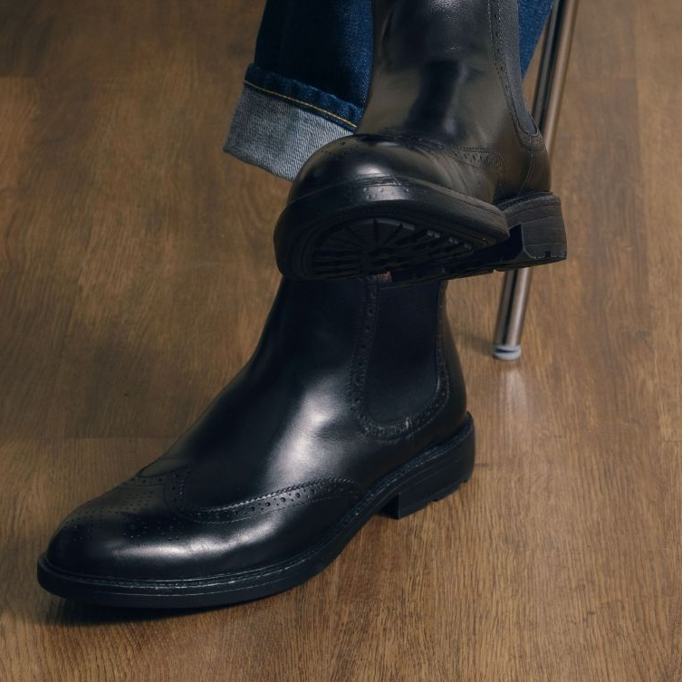 Pabder TM3903 Brogued Chelsea Boots Black | Shopee Philippines