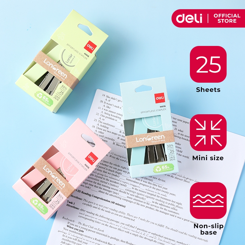 Deli M416 LonGreen Effortless Stapler 25 Sheets | Shopee Philippines
