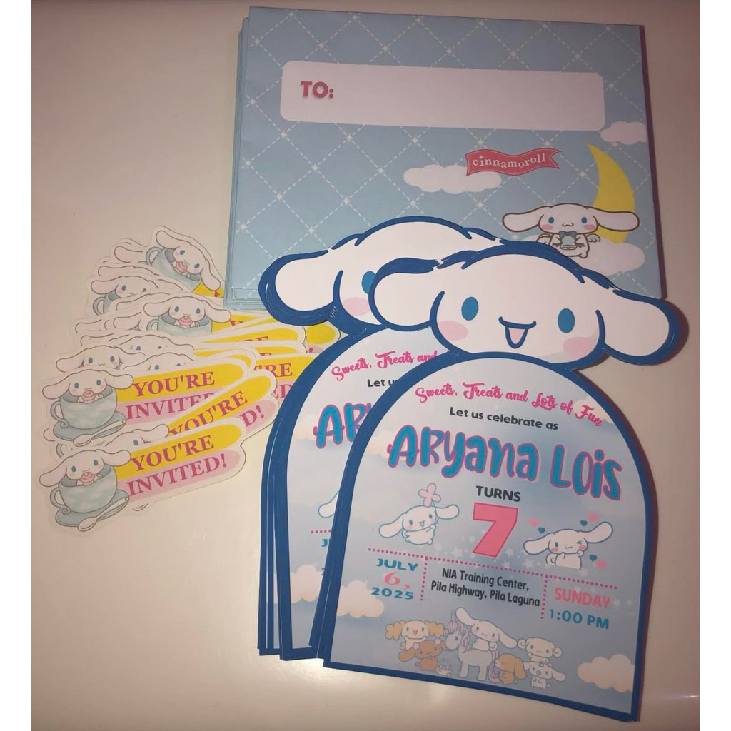 Invitation Set Blue Rabbit Theme Cinna Mo Roll with Envelope and ...