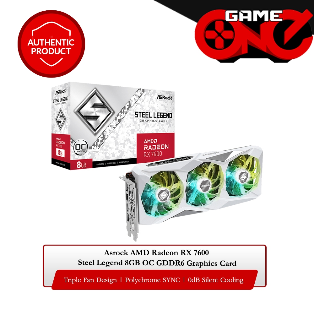 Asrock AMD Radeon RX 7600 Steel Legend 8GB OC GDDR6 Graphics Card ...