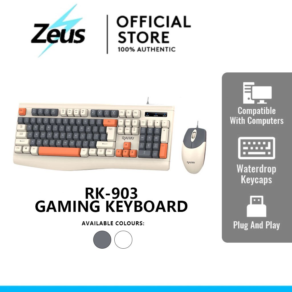 Zeus x Raiku R903 Keyboard and Mouse Set Full Size Office Keyboard Set ...