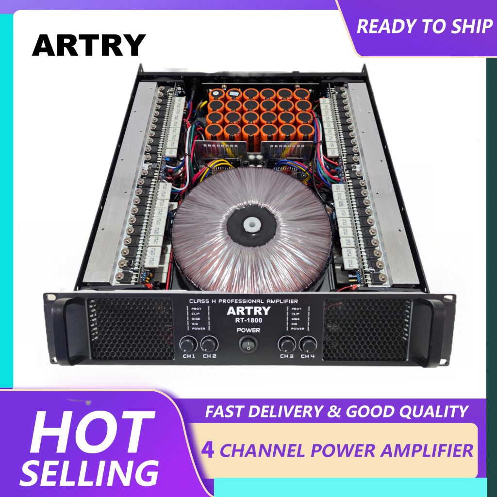 ARTRY RT-1800 Professional amplifier, FOUR channels, 2200W high-power 8 ...