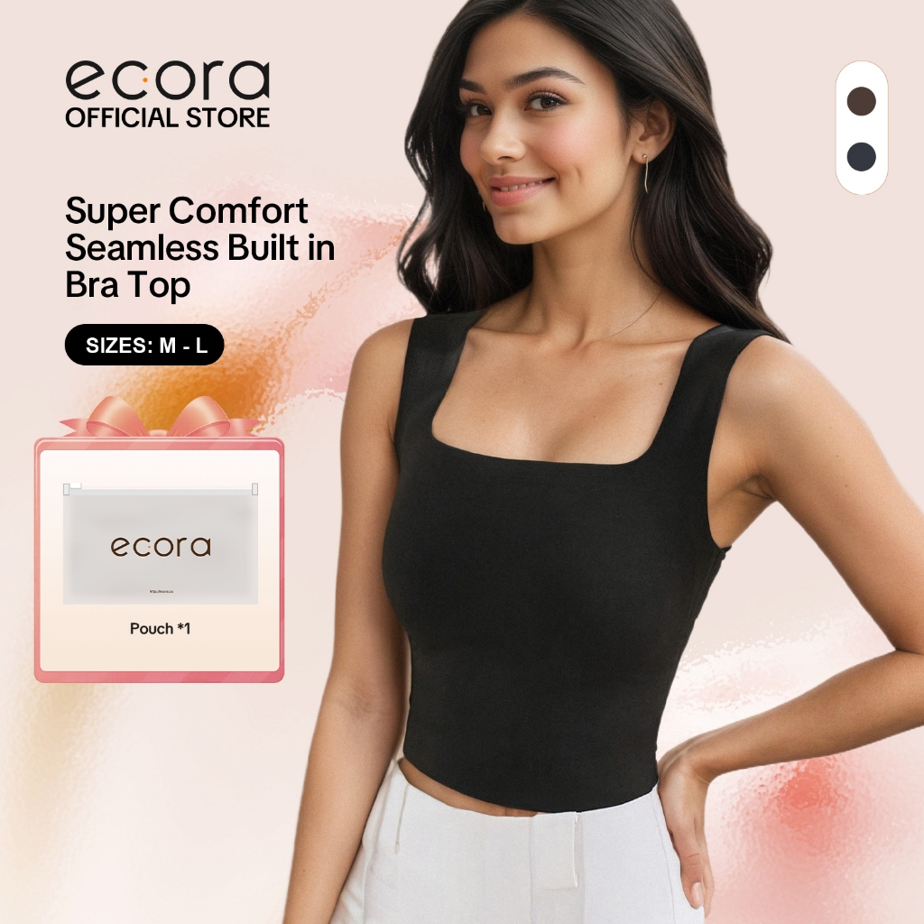 [New Release] ecora Super Comfort Seamless Built-in Bra Top, Padded ...