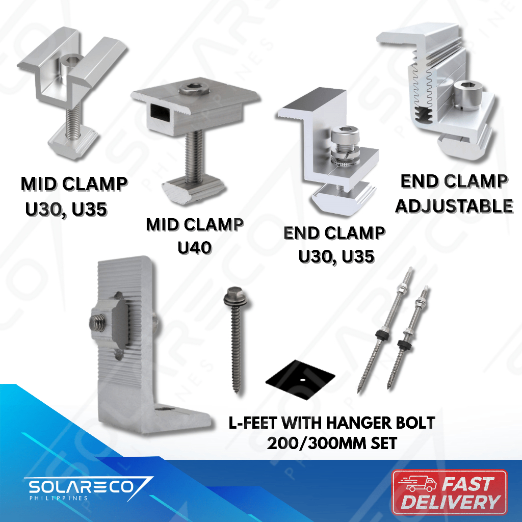 Solar Mount Accessories / Mid End Adjustable Clamps L Feet Hanger Bolt ...