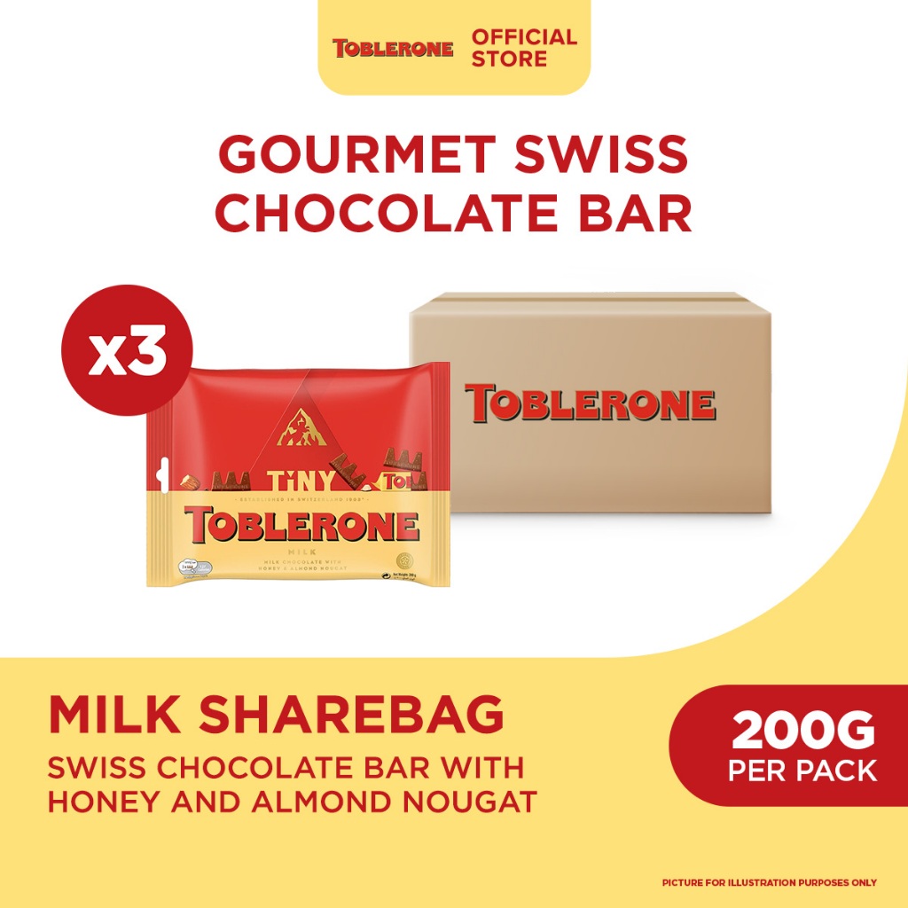 Toblerone Mini Swiss Milk Chocolate Sharebag - with Honey and Almond ...