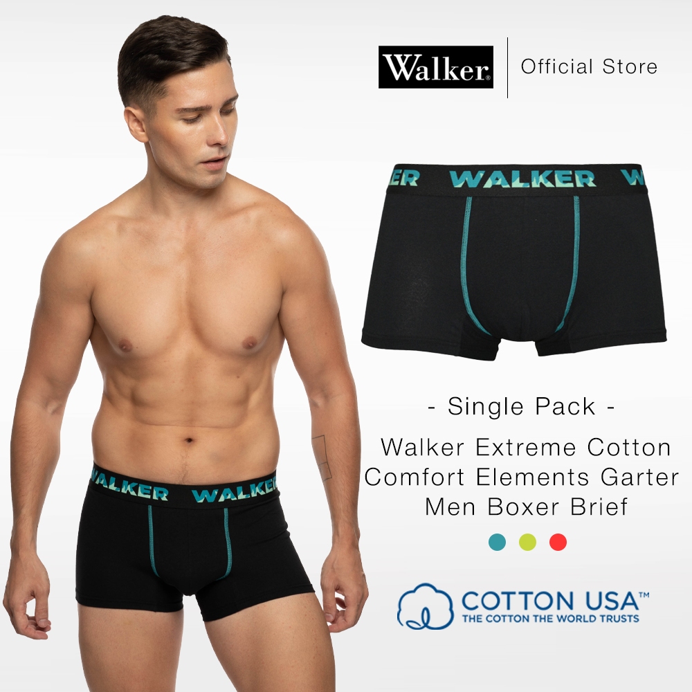 Walker Extreme Cotton Comfort Elements Garter Men Boxer Brief (Single ...