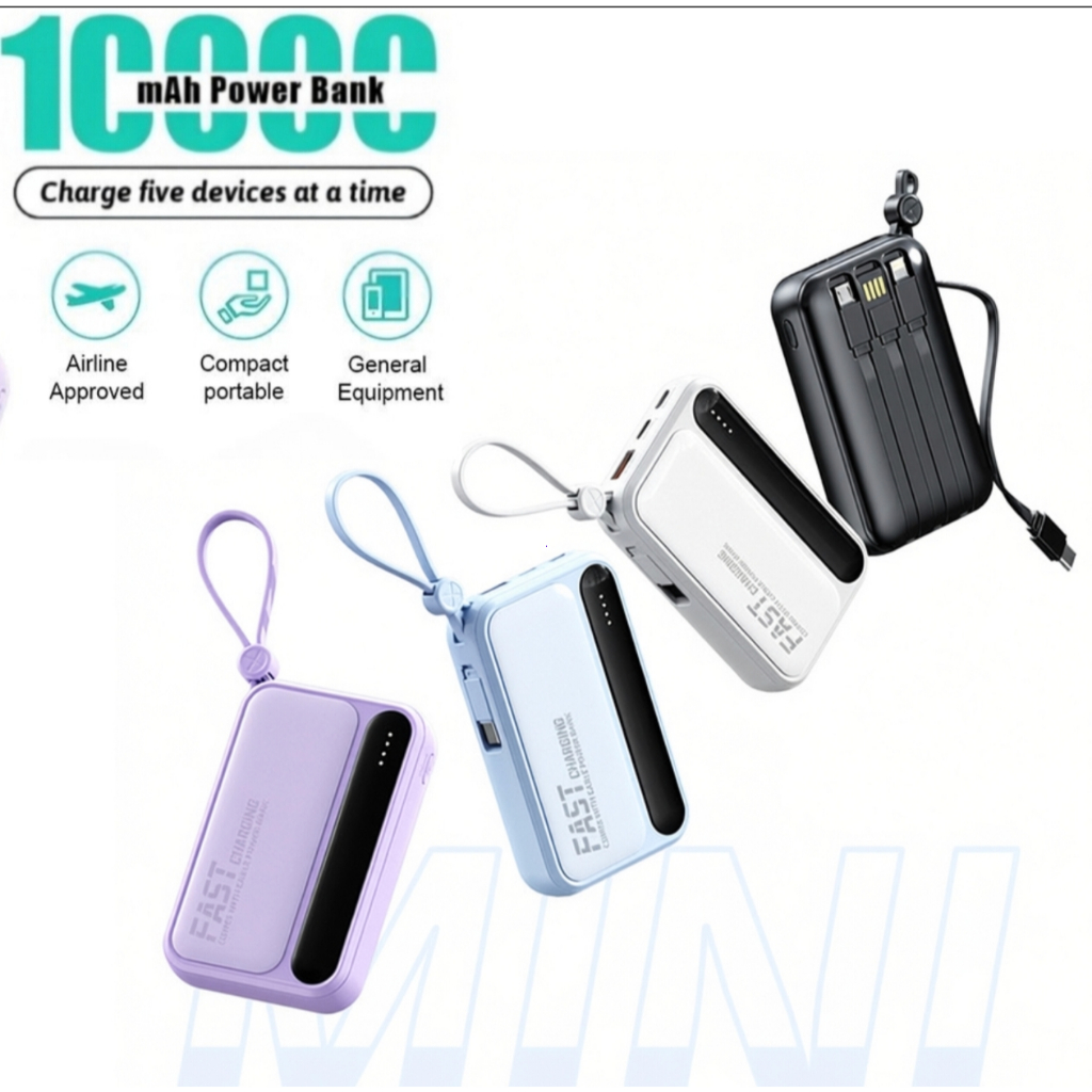RII10000MAH mini Powerbank with 4 Cables Fast Charging Power Bank For ...