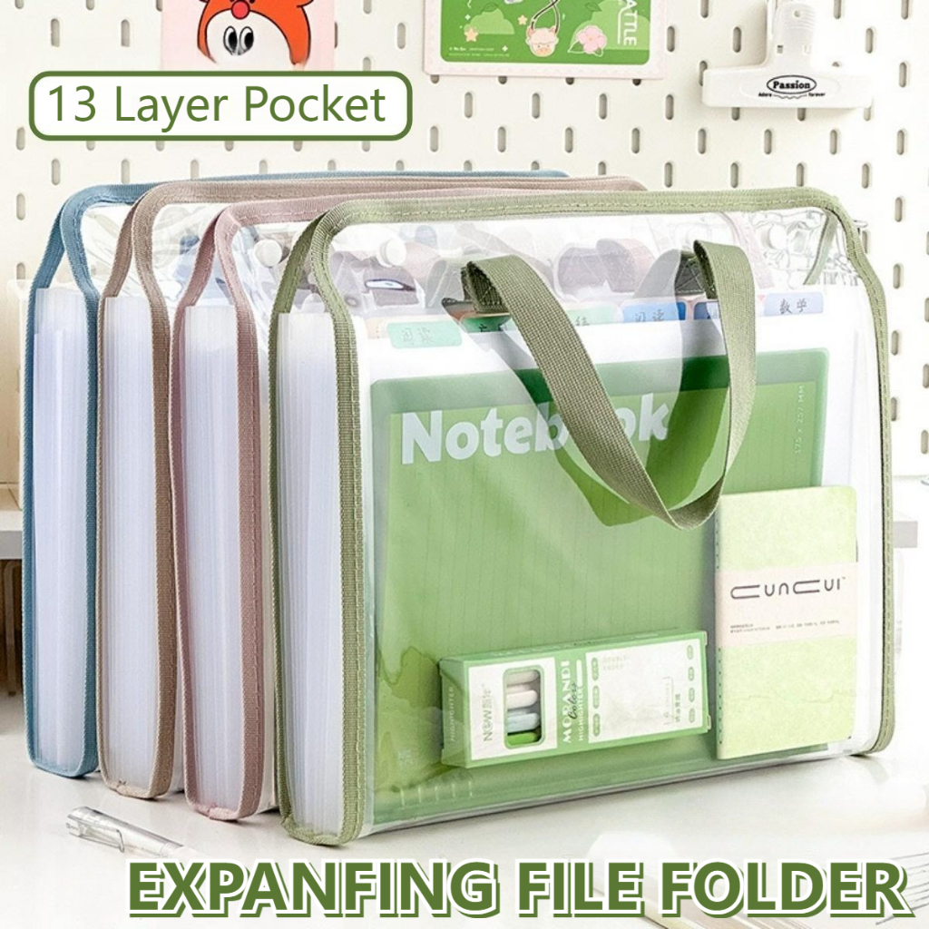 Long Expanding File Organizer with 13 Pockets File Folders with Labels ...
