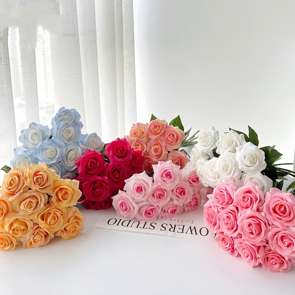 New 5PCS Artificial Rose Bouquet 2026 Real Touch Silk Flower Valentine ...