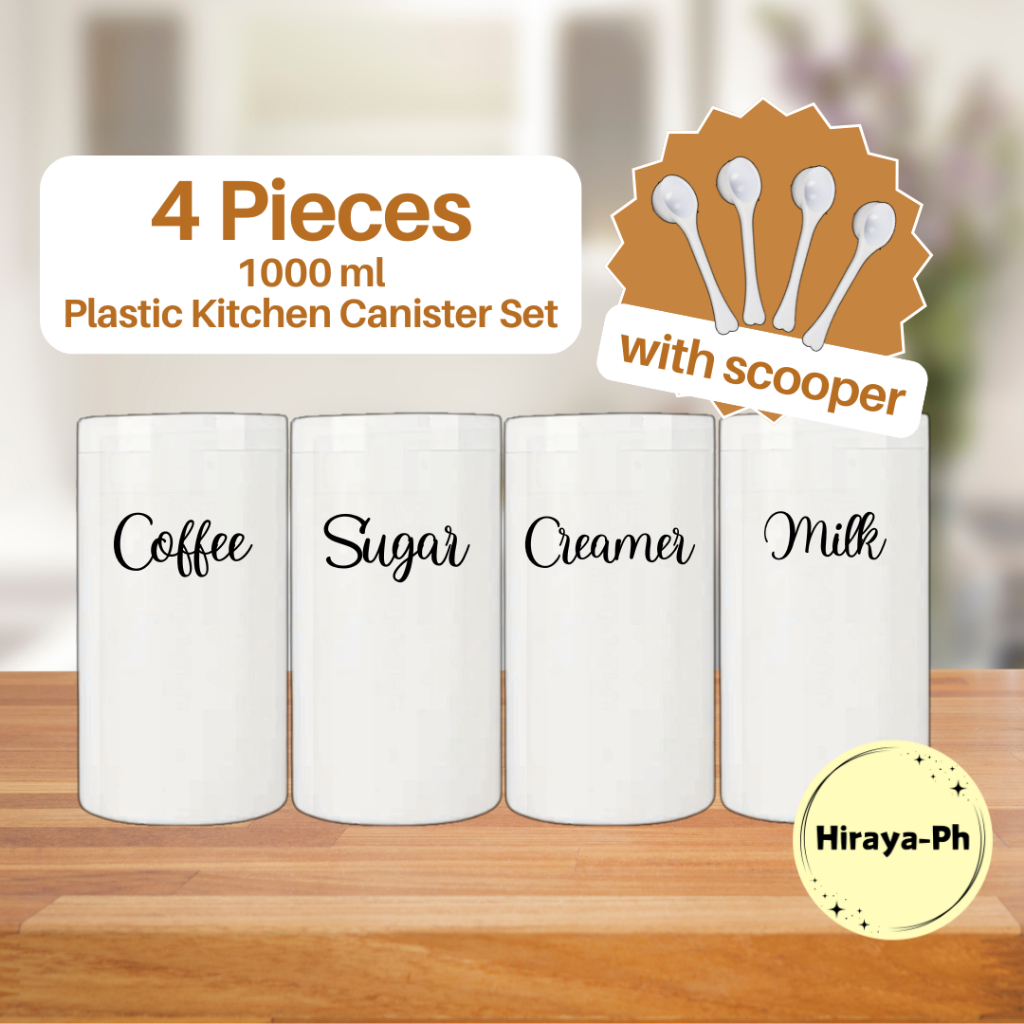 Hiraya Ph 4 Pcs 1000ml Plastic Canister Set w/ Scooper Sticker Label ...