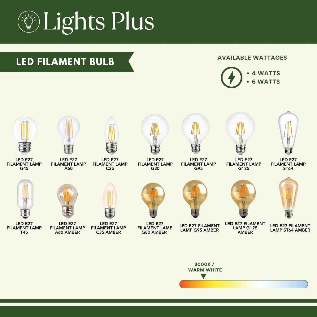 LED Edison Bulb E27 Filament Bulbs G45 G80 G95 G125 A60 T45 ST64 C45 ...