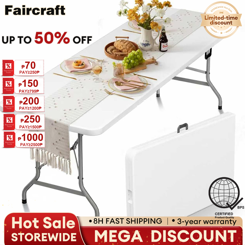 4/5/6FT Portable Folding Table Heavy Duty Outdoor Table Business/Home ...
