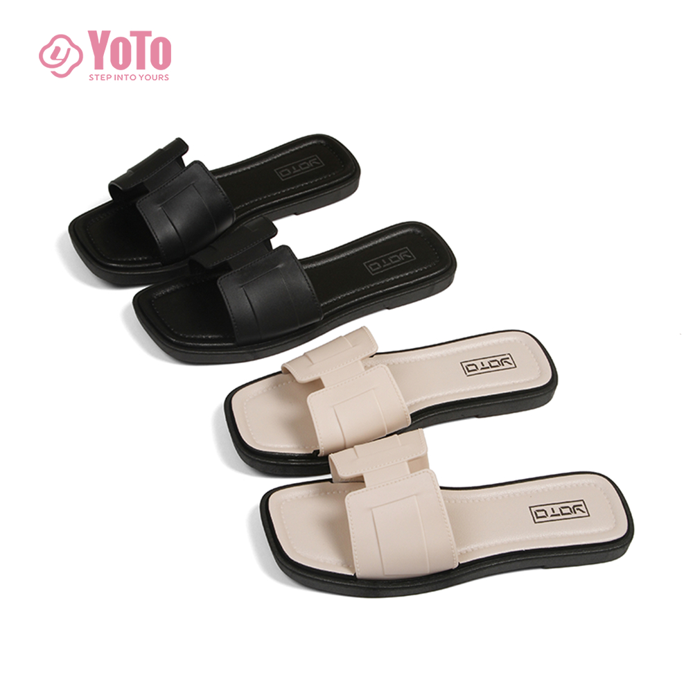 YOTO New Korean Single Strap Slippers for Women Flat Footwear | Shopee ...