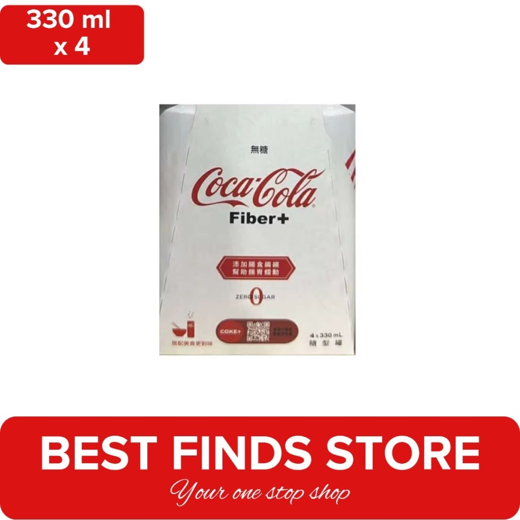 Coca-Cola Fibre + Zero Sugar, 330ml x 4 | Coke Zero Sugar Fiber Plus ...