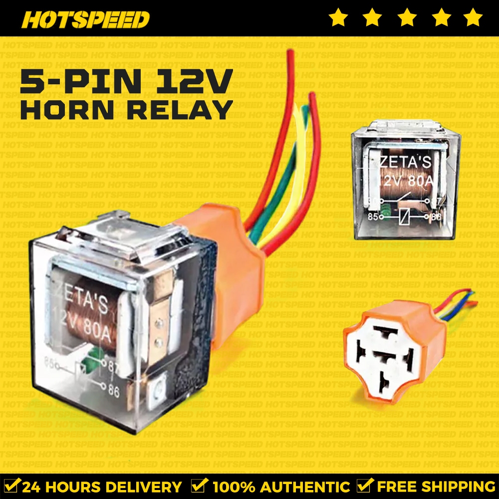 HOTSPEED 5 Pin Horn Relay Socket set 12V Universal Mini Driving Light ...