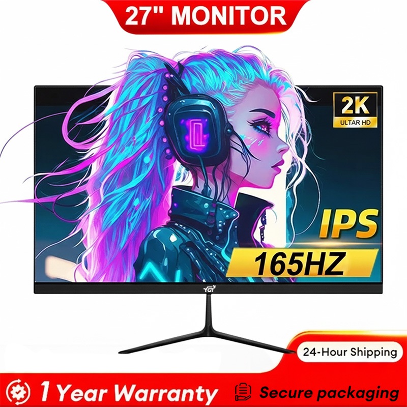 YGT 27 inch 2K Gaming Monitor 165Hz Fast IPS 1ms QHD 1440P Desktop ...