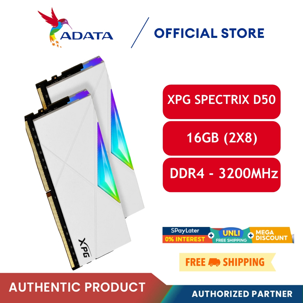 Adata AD-AX4U32008G16A-DW50-BOX XPG SPECTRIX D50 RGB 16GB(2X8GB) DDR4 ...