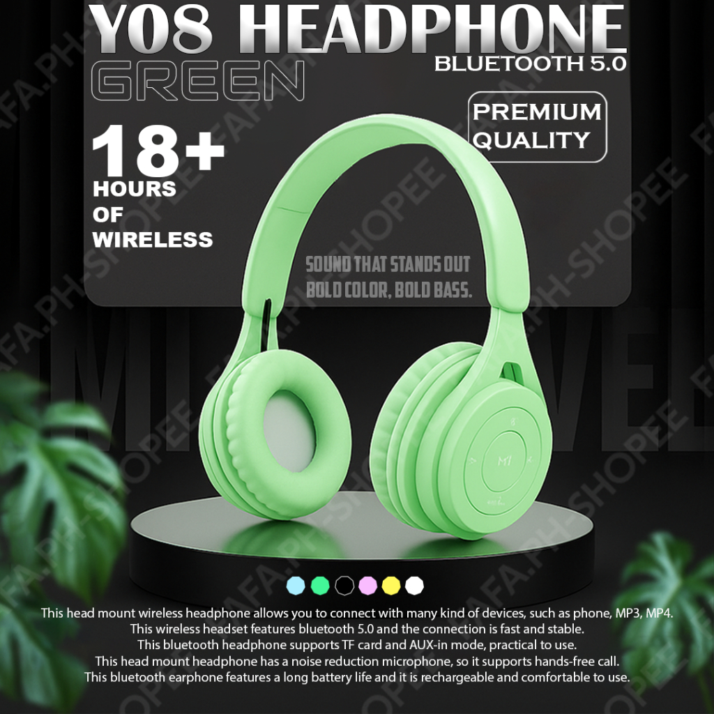 Y08 [Good Quality] YO8 Wireless Bluetooth Headphones P47 On-Ear Headset ...