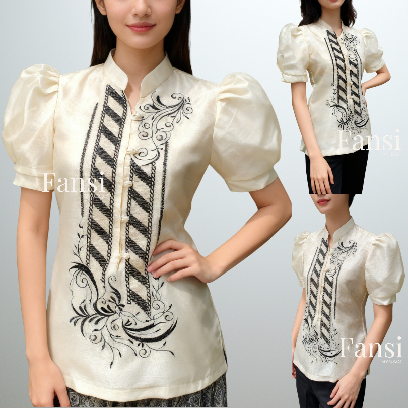 Ladies Barong Blouse Puff Sleeve Filipiniana Blouse Only Women Random ...