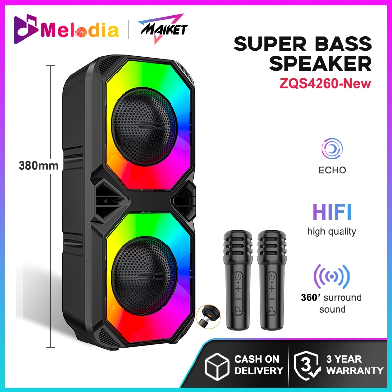 【PRO MAX BASS】Speaker Bluetooth Karaoke With Free Mic Big Size Original ...