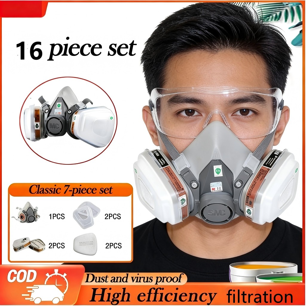 Dual Filter Gas Respirator Mask Chemical Anti-DustPaint Industrial Gas ...