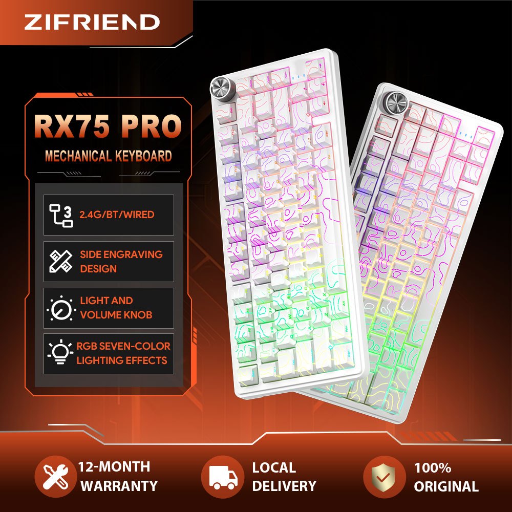 ZIFRIEND RX75 PRO Mechanical Keyboard Gasket Structure Tri-mode ...