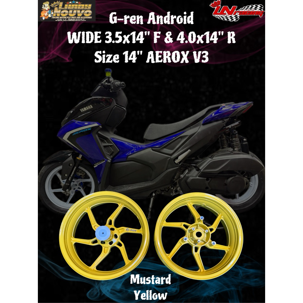 G-ren Android mags for Aerox V3 Size 3.5x14 F & 4.0x14 R | Shopee ...