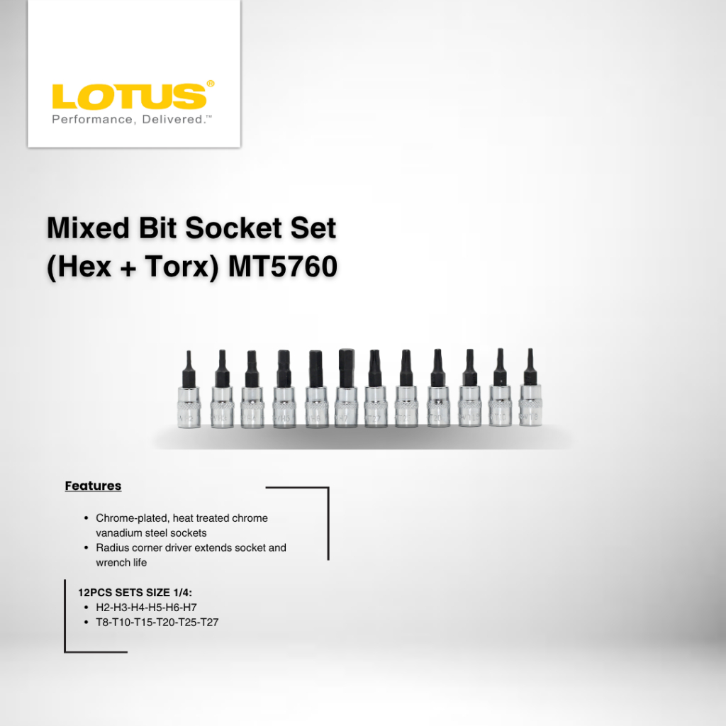 Lotus Mixed Bit Socket Set (HEX+TORX) MT5760 - Hand Tools | Shopee ...