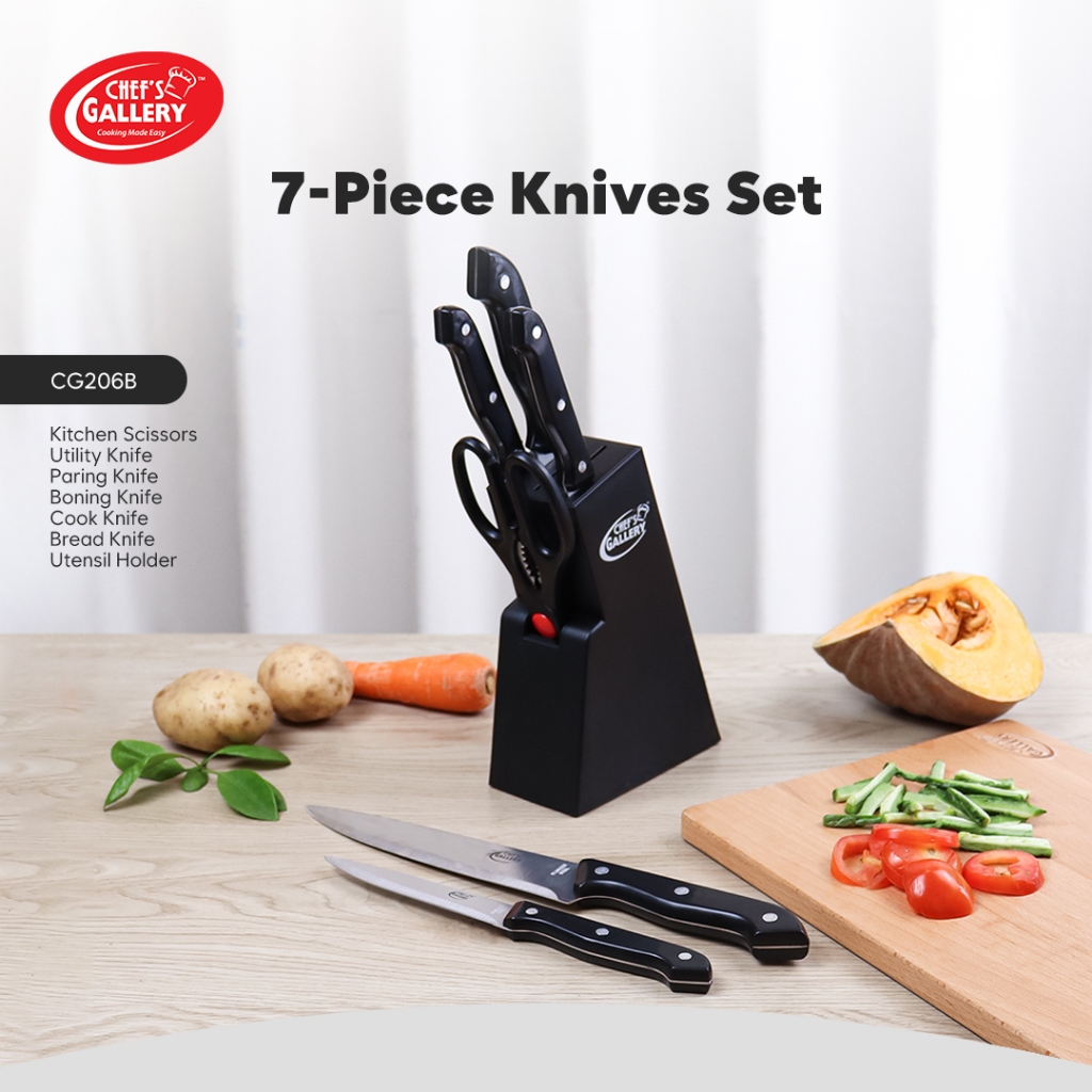 Chef's Gallery 7PC Knives Set Inox stainless Steel Food Grade Material ...