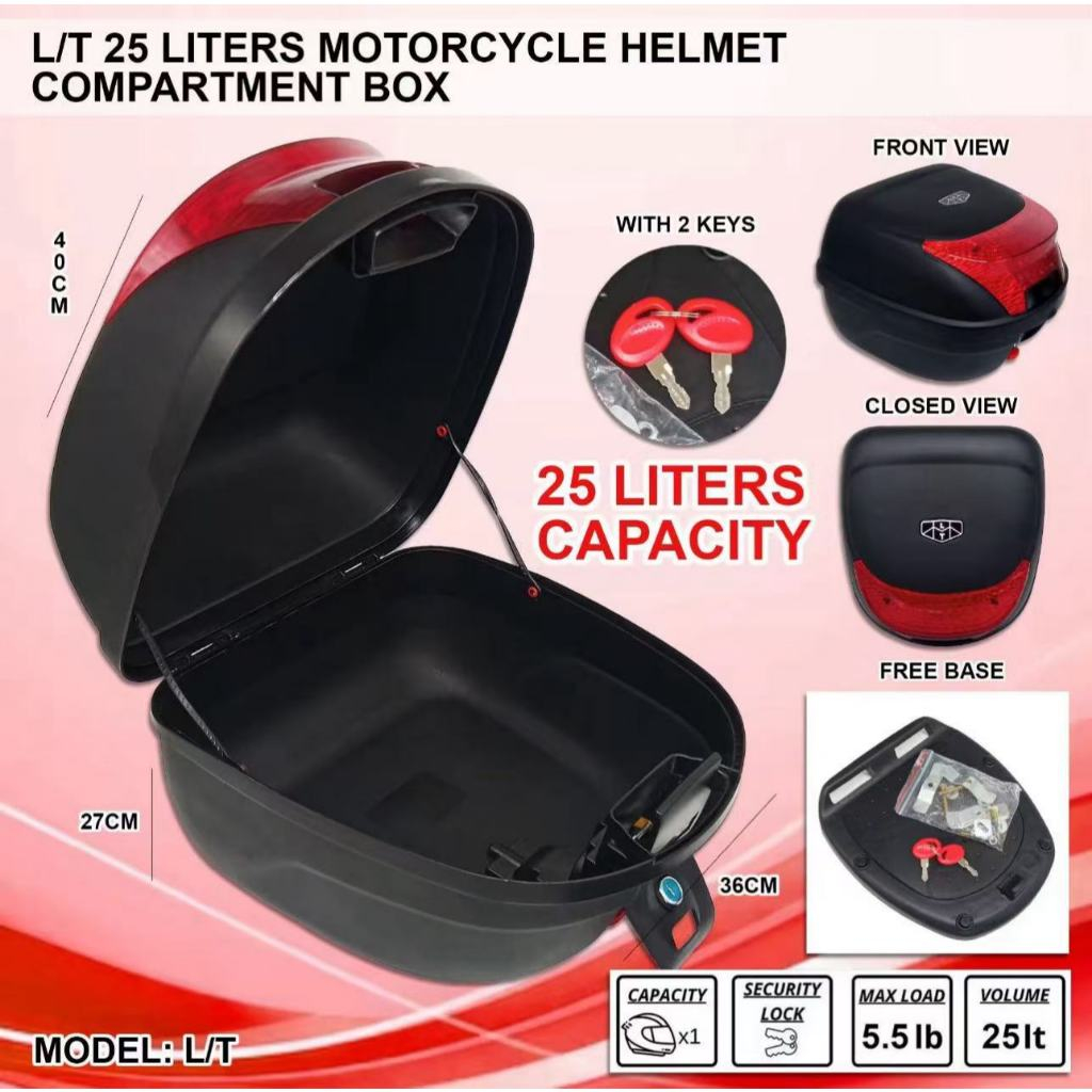 RXR L/T 25 Liter Motorcycle Compartment Box Motor box Rear Luggage ...