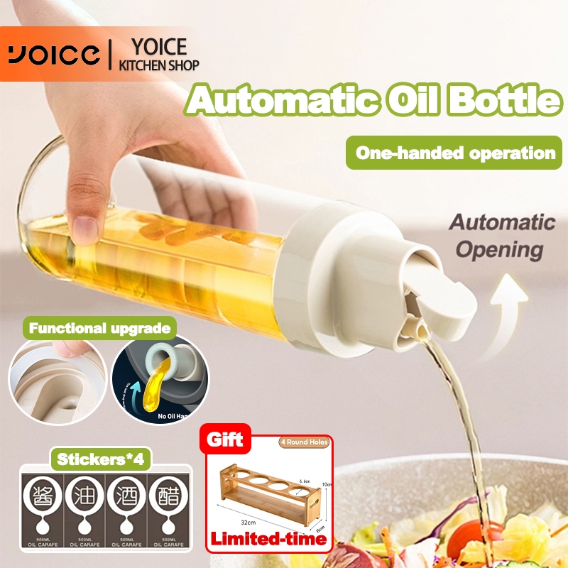 YOICE Glass Oil Container Condiments Bottle Automatic Open Cover Multi ...