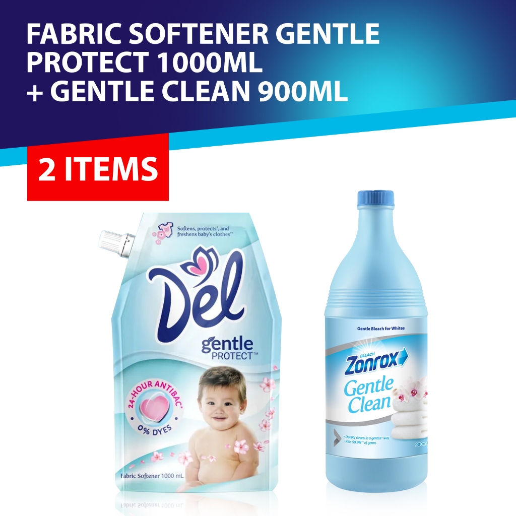 Del Gentle Protect Fabric Softener (1000 mL SUP) + Zonrox Gentle Clean ...
