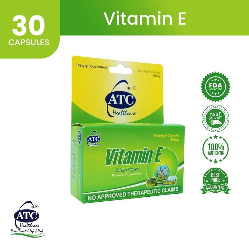 ATC Vitamin E 500mg x 30 Capsules FDA Approved Dietary Supplement For ...