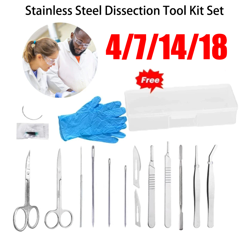7-Piece Stainless Steel Dissection Kit for Farm Animals and Microscope ...