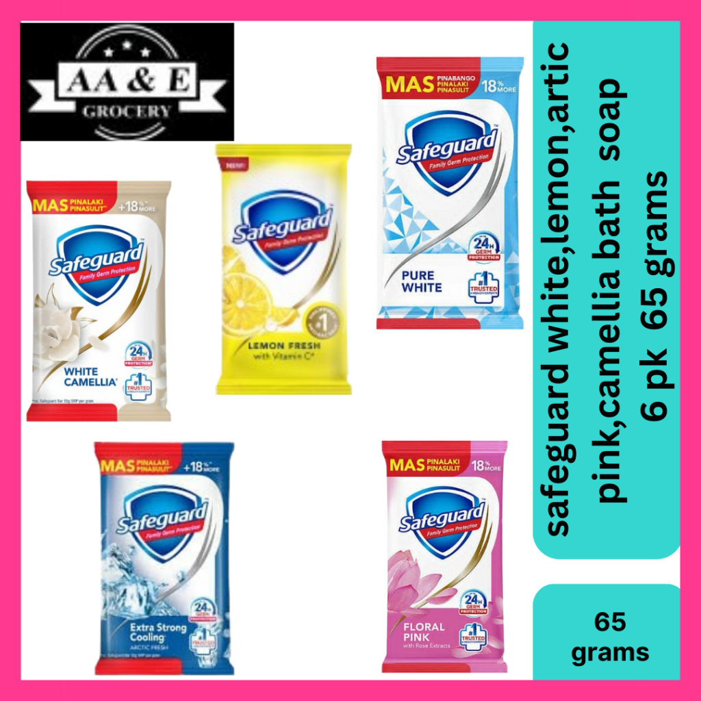 SAFEGUARD WHITE, LEMON, ARTIC, PINK CAMELLIA BATH SOAP 6PK 55 GRAMS ...